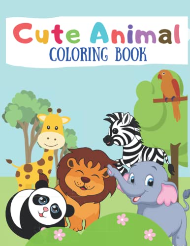 Cute Animal Coloring Book For Kids: Large Animal Illustrations For Easy ...