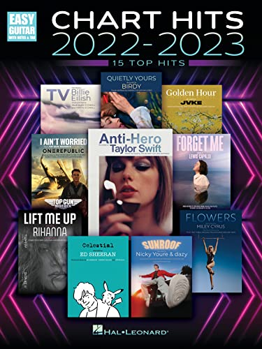 Chart Hits 2022-2023 - 15 Top Hits Arranged for Easy Guitar with Notes ...