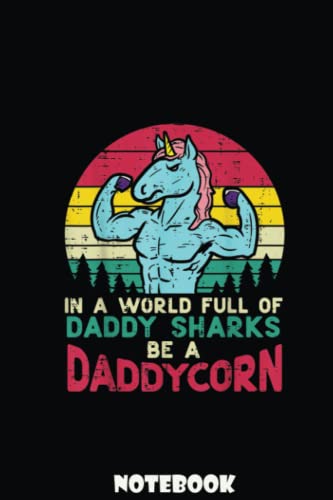 Mens World Full Daddy Sharks Be Daddycorn Retro Fathers Day Dad ...