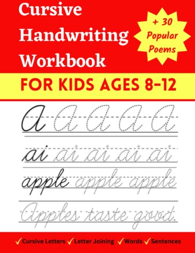 Cursive Handwriting Workbook for Kids Ages 8-12: Cursive Writing ...
