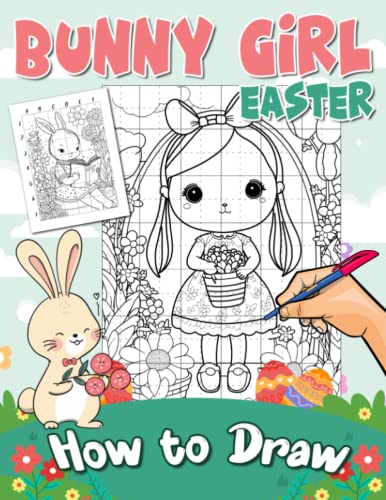 How to Draw Easter Bunny Girl: Learn to Draw Grid Drawing Tutorial in ...