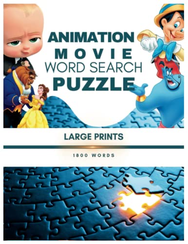 Animation Movie Word Search Puzzle With Pictures: Large Prints: 1800 ...