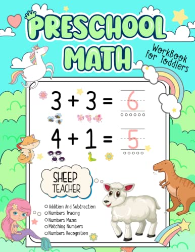 Preschool Math Workbook for Toddlers Ages 2-4 With Sheep Teacher: Learn ...