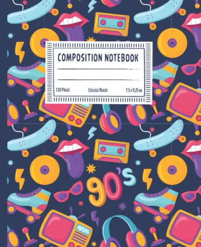 Composition Notebook 90s: Colorful Design Retro Style - College Ruled ...