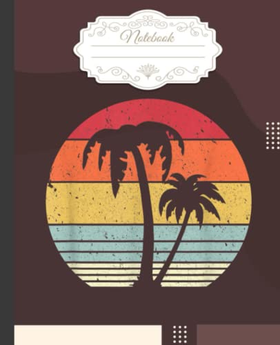 Palm Tree, Retro Tropical, Beach Notebook: Tropical Beach with Palm ...