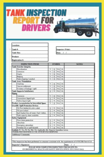 TANK INSPECTION REPORT FOR DRIVERS: TANK INSPECTION CHECKLIST FORM FOR ...