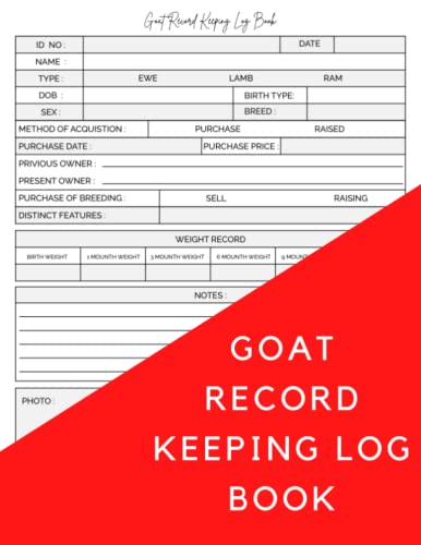 Goat Record Keeping Log Book: Goat Notebook and Record Book, Goat ...