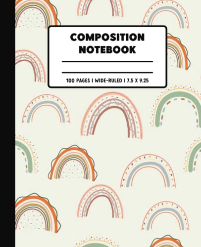 Boho Rainbow Composition Notebook: Boho Journal Notebook Wide Ruled ...