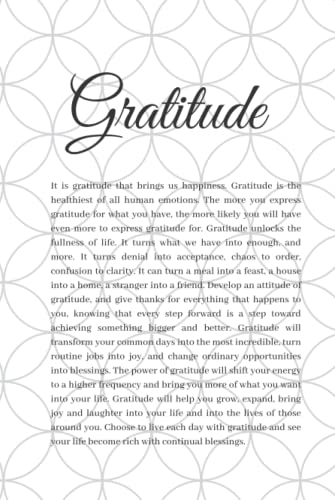 Notebook: Gratitude Journal with detailed uplifting definition on cover ...