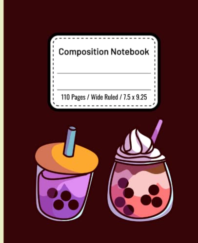 Bubble Tea Kawaii Composition Notebook Wide Ruled: Bubble tea ...