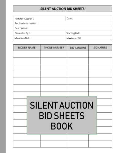 Silent Auction Bid Sheets 2022: Log Book for Fundraising Event ...
