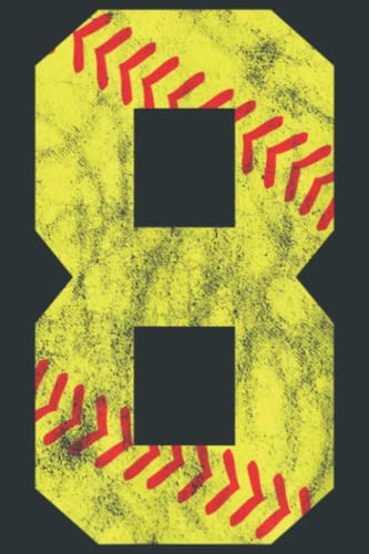 Softball Number 8 Eight 8th Birthday: Notebook Journal lined 6X9 inch ...