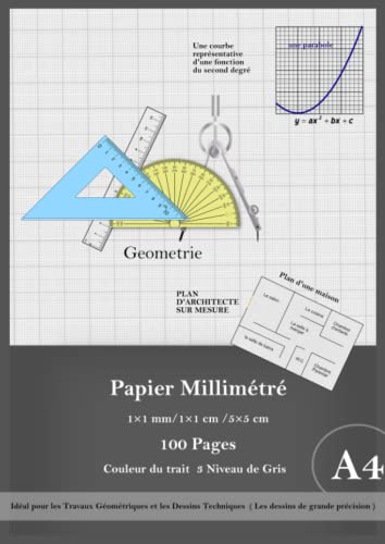 Papier Millimétré A4: Carnet de Feuilles Quadrillées Découpage en ...