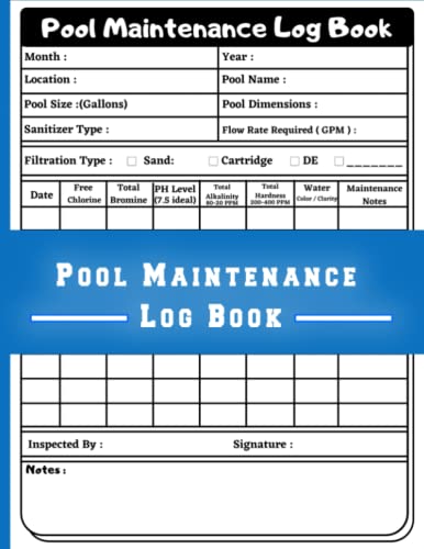 Pool Maintenance Log Book: Swimming Pool Maintenance Checklist To ...