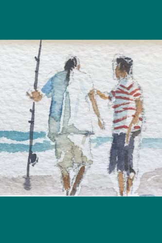 Ruled Notebook: Watercolor painting of shore fishing by Gregory Kent ...