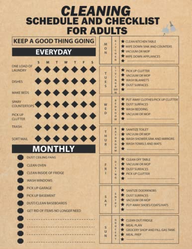 Cleaning Schedule and Checklist for Adults: Checklist Planner and ...
