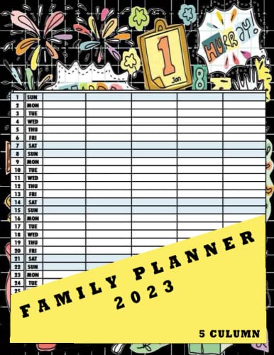 Family Planner 2023: Family Diary 2023 Home Planner Calendar 5 Columns ...