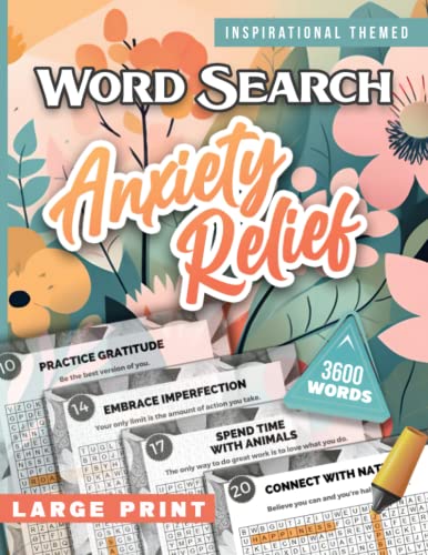 Anxiety Relief Word Search for Adult, Seniors & Teens: Inspirational ...