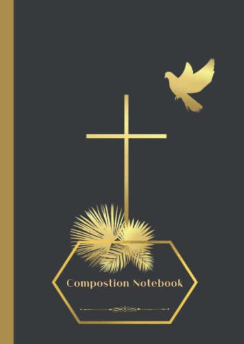 Composition Notebook Wide Rule Christian: Religious Gold and Black ...