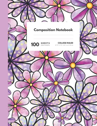 100 Sheet-Page Composition Notebook with Premium Floral Cover Design ...