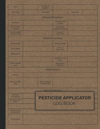 Pesticide Applicator Log Book: Chemical pest and insect control ...
