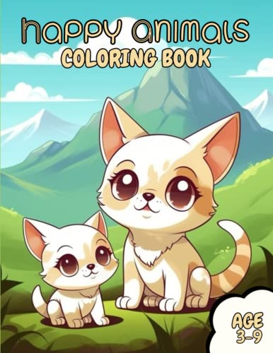 Happy Animals Coloring Book: Cute Animal Coloring Book for Kids, Happy ...