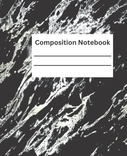 Black Marble Composition Notebook wide ruled journal: Black and White ...