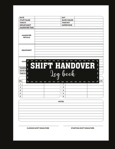Shift Handover Log book: Daily Staff Communication Record | Shift ...