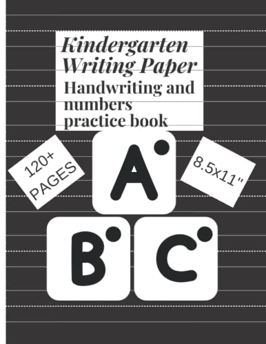 Kindergarten writing paper - handwriting and numbers practice book;: 8 ...