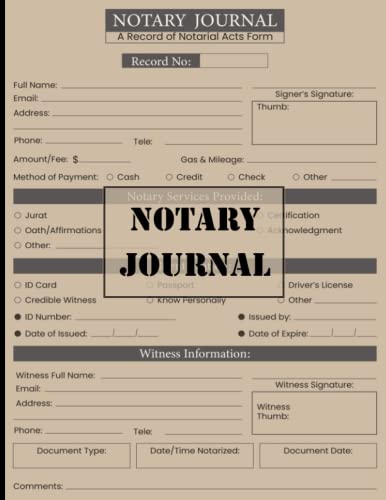 Notary journal: Official Notary Log Book To Record Notarial Acts 120 ...