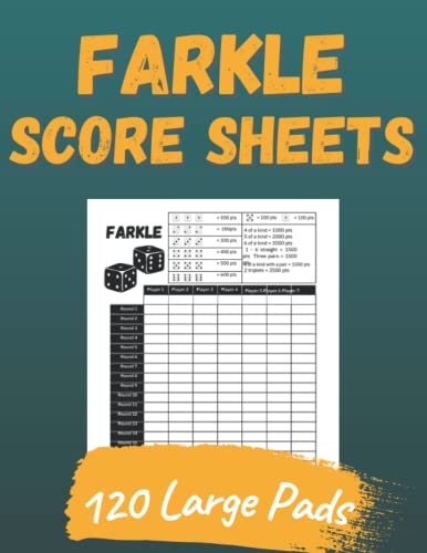 Farkle Score Sheets large pads: Farkle Scorekeeping score pads | 120 ...