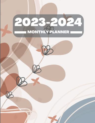 2023-2024 Monthly Planner With Abstract Boho Plants Cover: 2 Year ...