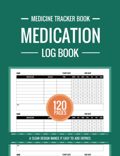 Medication log book, Medicine tracker book, Medication tracker log book ...
