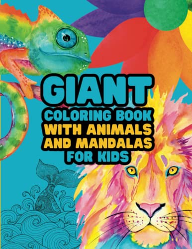 GIANT COLORING BOOK WITH ANIMALS AND MANDALAS FOR KIDS: Baby animals ...