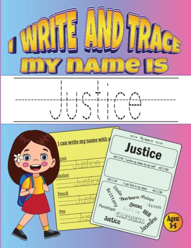 I write and trace my name is Justice: Personalized Name Writing ...