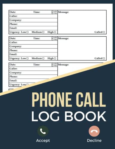 Phone Call Log Book: Simple Phone Call Log Book, Voicemail Recording ...