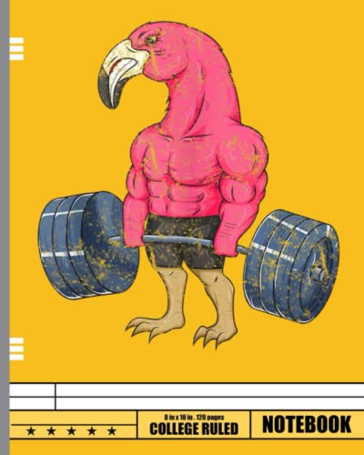 Vintage Flamingo Weightlifting Bodybuilder Muscle Fitness Notebook ...
