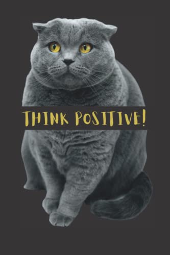 THINK POSITIVE: Cat lined pages, cute colorful cat notebook journal ...