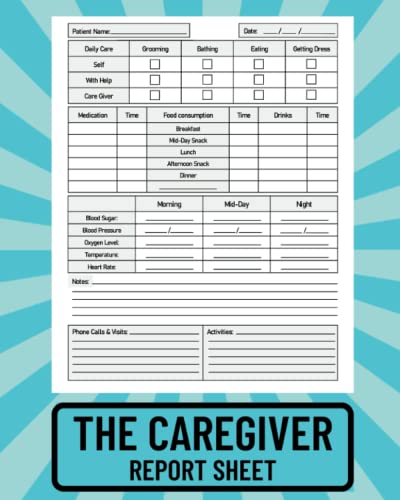 The Caregiver Report Sheet: Professional Daily Log For Home Nursing ...
