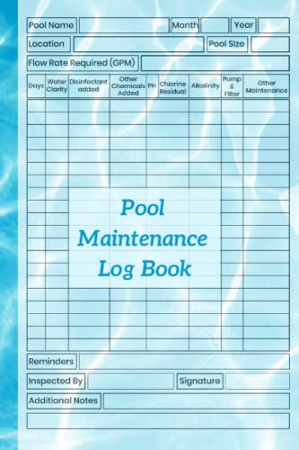 Pool Maintenance Log Book: Swimming Pool Maintenance Checklist and Log ...
