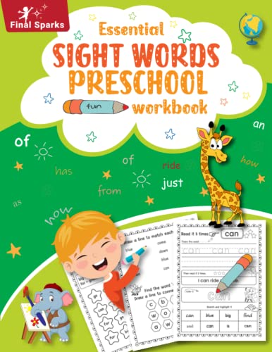 Essential Sight Words Preschool Fun Workbook: Read, Trace, Color ...
