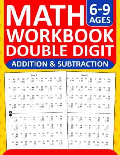Double Digit Addition and Subtraction Math Workbook For Kids Ages 6-9 ...