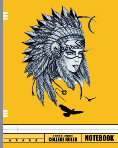 Native American Feather Headdress woman Native Indian Notebook: Native ...
