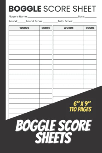 Boggle Score sheets: 110 Large Score pads for Scorekeeping | Game score ...