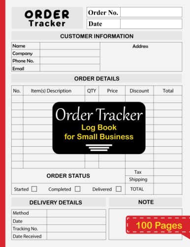 Order Tracker Log Book for Small Business: Customer Order Form ...