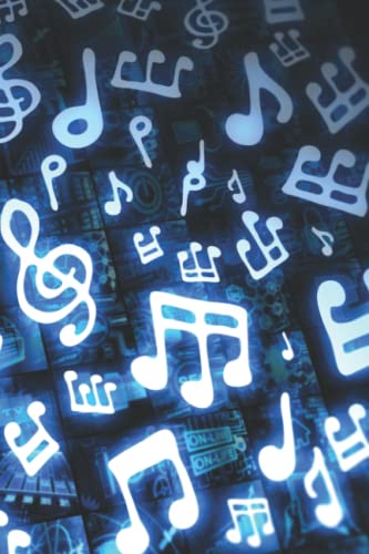 Black and Blue glowing music notes: Blank Lined Journal/Notebook/Poetry ...
