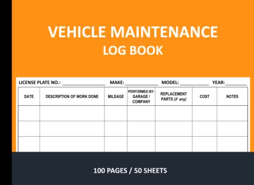 Vehicle Maintenance Log Book: Service and Repair Record Logbook | Small ...
