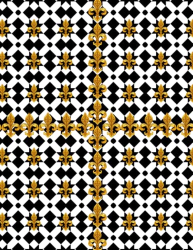 Black & Gold Fleur de lis Journal: 120 blank lined pages large 8.5x11 ...