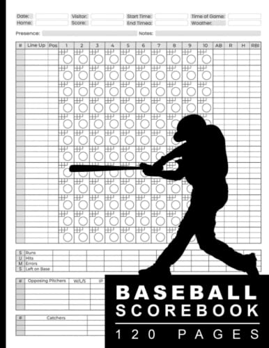 Baseball Scorebook Large Print: 120 Pages Baseball Game Stats Sheets ...