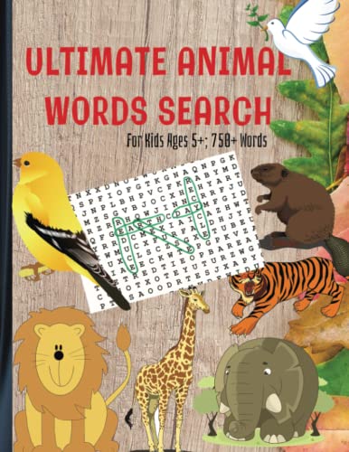 Animal Word Search Puzzle Book for Kids Ages 5+; Easy and Fun Words ...